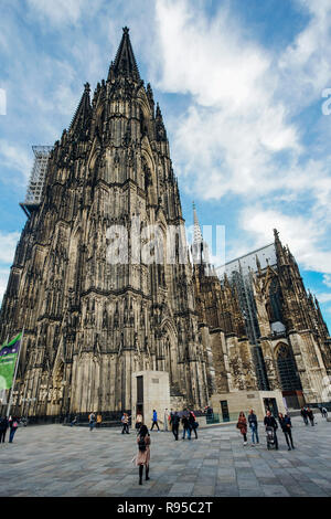 COLOGNE, GERMANY - November 07, 2018: Tourists walk around beneath ...
