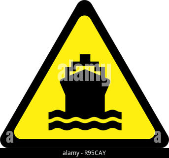 Warning sign with ship symbol Stock Photo - Alamy