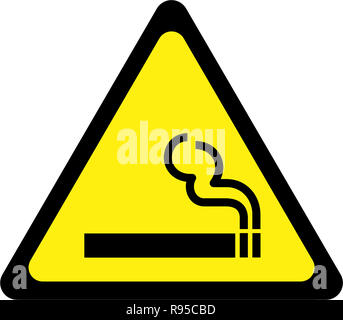 Yellow hazard sign with smoking sign Stock Photo - Alamy
