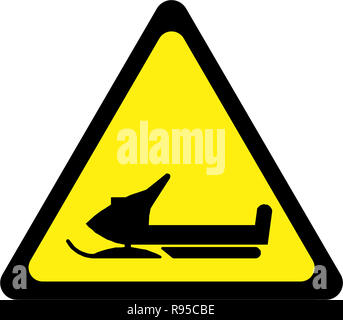 Warning sign with snowmobile symbol Stock Photo - Alamy