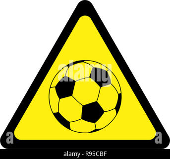 Warning sign with soccer ball symbol Stock Photo - Alamy