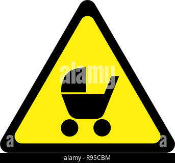 Warning sign with stroller symbol Stock Photo - Alamy