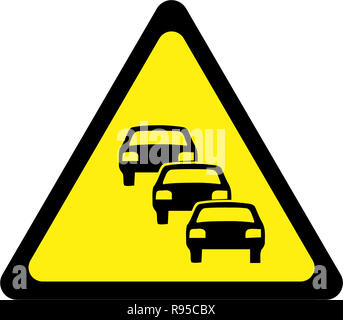 Caution queues likely road sign Stock Photo: 15949419 - Alamy
