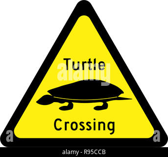 Warning sign with turtles on road symbol Stock Photo - Alamy