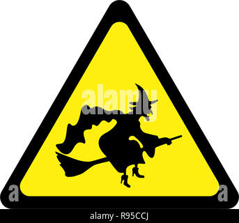 Warning sign with witch symbol Stock Photo - Alamy