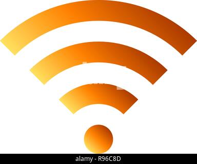 Wifi symbol icon - orange simple, isolated - vector illustration Stock ...