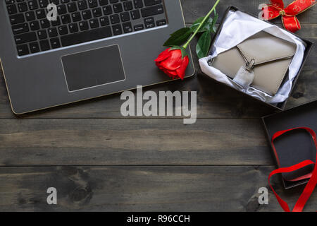 Buying gift via Internet Shopping on Valentines day concept. Laptop ...