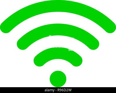 Wifi symbol icon - green simple, isolated - vector illustration Stock ...