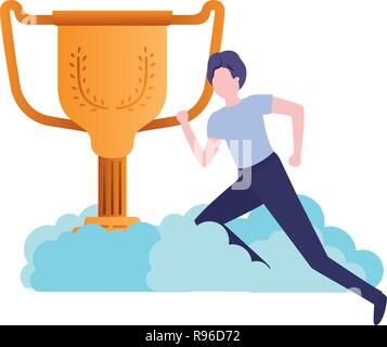 businessman in the clouds with trophy avatar character Stock Vector ...