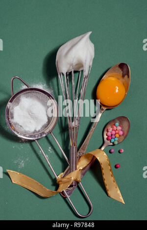 Wooden spoon with cookies baking abstract background concept Stock ...