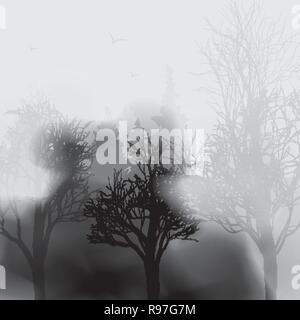 Black Tree ink blots, splashes, spray texture isolated on gray ...