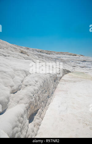 Panoramic view of Pammukale near modern city Denizli, Turkey. One of ...