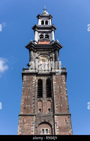 View of tower of Westerkerk church in Amsterdam Stock Photo - Alamy