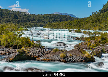 Rapids of the Petrohue River in the Vicente Pérez Rosales National Park ...