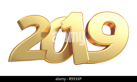 2019 golden bold letters 3d-illustration Stock Photo - Alamy