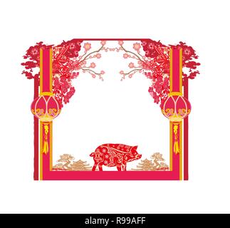 Chinese zodiac the year of Pig - frame Stock Vector Image & Art - Alamy
