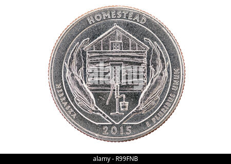 Nebraska state quarter coin isolated on white background Stock Photo ...