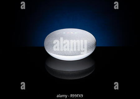 Google home mini and Alexa Echo Dot on white background Stock Photo - Alamy