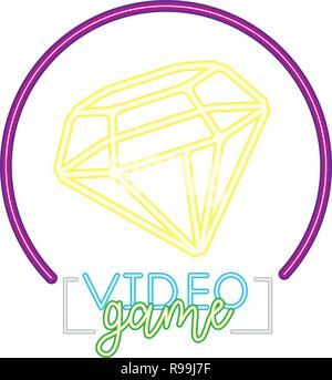 diamond play button neon video game wall vector illustration Stock ...