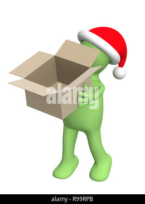 Puppet with empty opened box. Isolated over white Stock Photo - Alamy