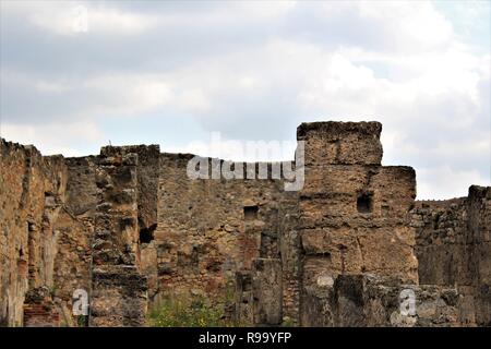 A section of ruins within the ancient Roman city of Pompeii, Italy ...