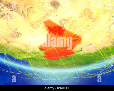 Chad on model of planet Earth with country borders and very detailed ...