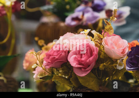 Plastic Roses Flowers Background Stock Photo - Alamy