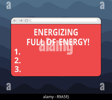 Writing note showing Energizing Full Of Energy. Business photo ...