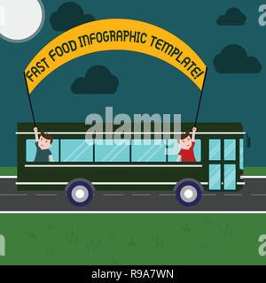school bus infographic template concept with five points list and ...