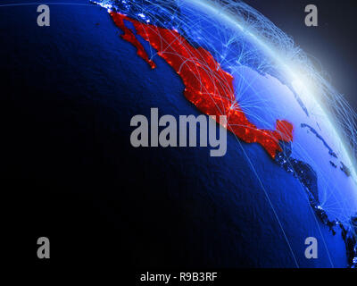 Mexico on blue digital planet Earth with network. Concept of ...