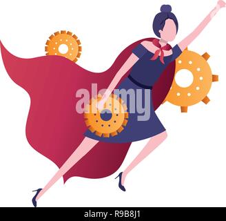 businesswoman with gear avatar character Stock Vector Image & Art - Alamy