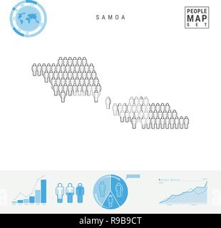 Samoa population map. Large group of people in a shape of Samoan map ...