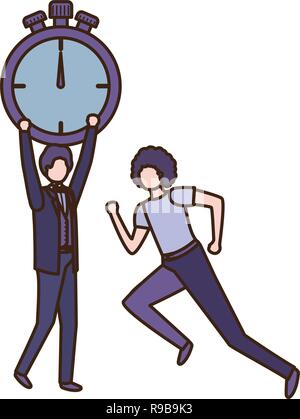 businessmen with clock avatar character Stock Vector Image & Art - Alamy