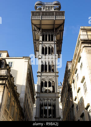 Neo Gothic structure of the Santa Justa Lift or Elevador da Santa Justa ...