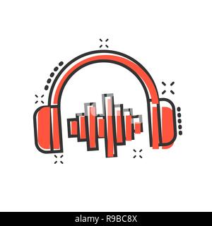 Headphone headset icon in comic style. Headphones vector cartoon ...