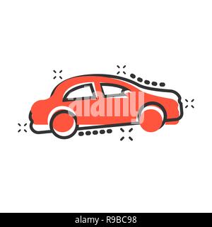 Car icon in comic style. Automobile car vector cartoon illustration ...