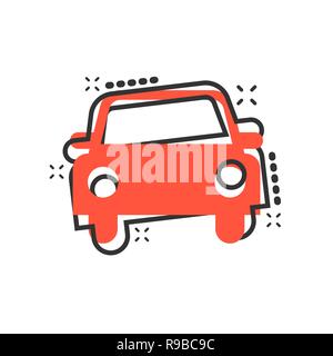 Car icon in comic style. Automobile car vector cartoon illustration ...