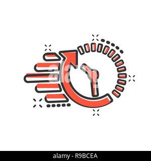 Clock countdown icon in comic style. Time chronometer vector cartoon ...