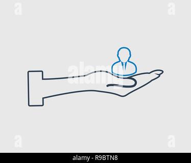 Customer retention icon Black line art vector in black and white ...