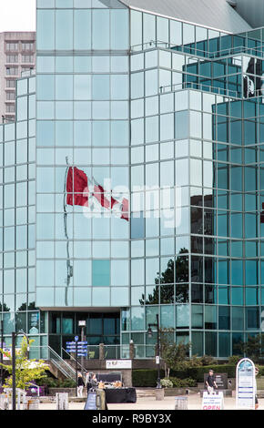 Huge Canadian flag in Halifax Harbour with a jet stream entering the ...