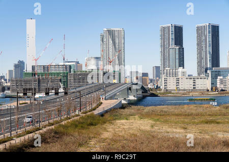 Tokyo City Planning Road Circle Line No.2 and Toyosu-ohashi bridge ...