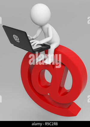 Envelope letter message and man using tablet Stock Photo - Alamy
