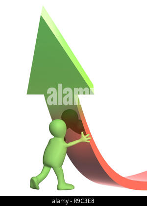 3d puppet, supporting an arrow. Isolated on white background Stock ...