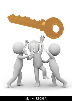 3d small people - golden key Stock Photo - Alamy