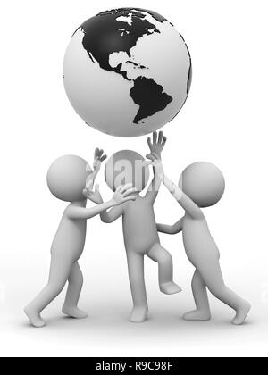 Three people are fighting for the earth Stock Photo - Alamy