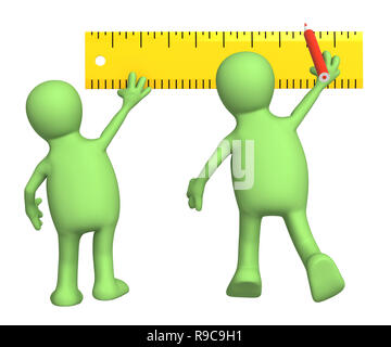 3d puppets with ruler. Isolated over white Stock Photo - Alamy