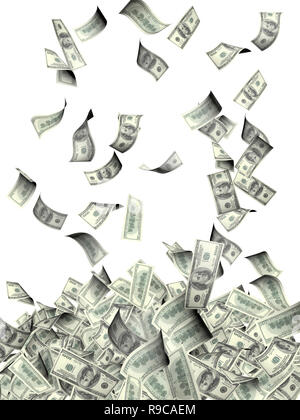 Flying dollars banknotes isolated on white Stock Photo - Alamy