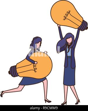 Businesswomen with light bulbs avatar character Stock Vector Image ...