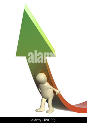 3d puppet, supporting an arrow. Isolated on white background Stock ...