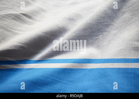 Closeup of Ruffled Altai Republic Flag, Altai Republic Flag Blowing in ...